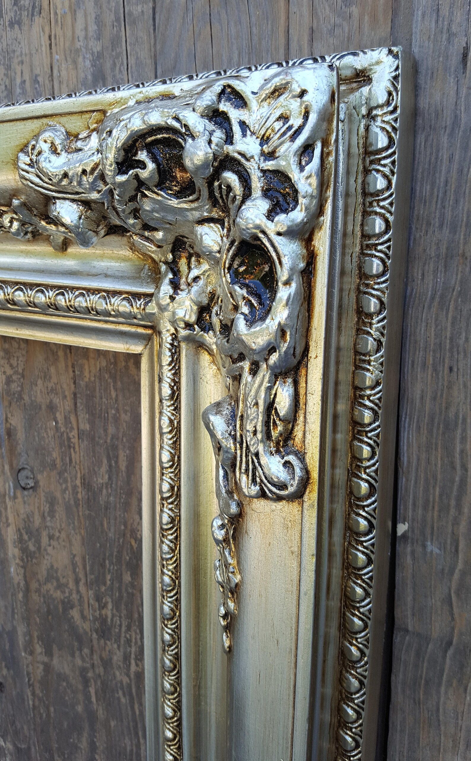 Colonial Style Frame Silver Leafwedding Frameornate Wood - Etsy