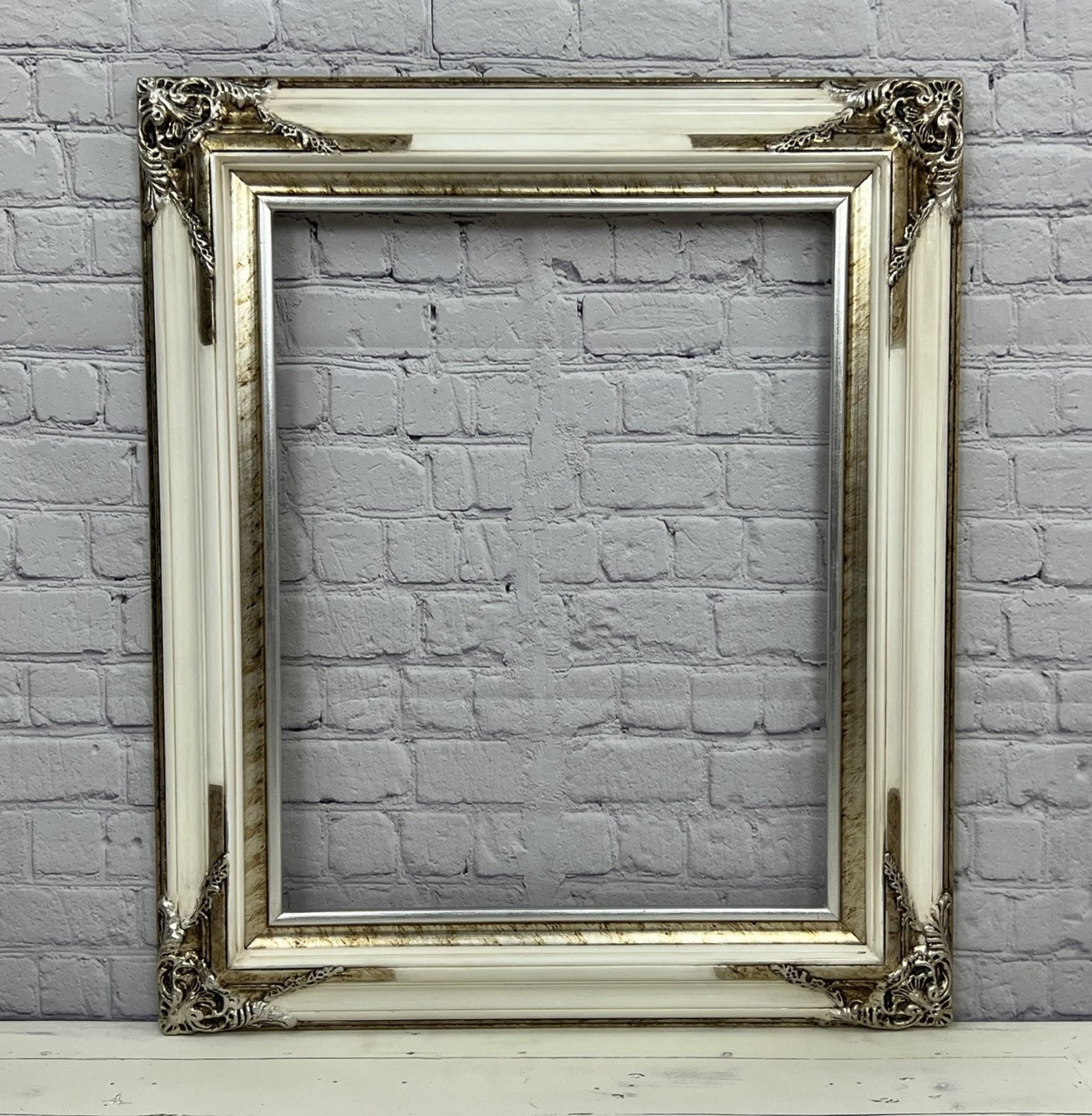 Classic Ornate Wood Frame White Frame Silver Leaf | Etsy