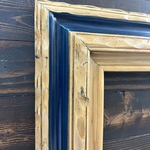 Rustic Western Style Wood Picture Frame, NATURAL FINISH With BLUE ...