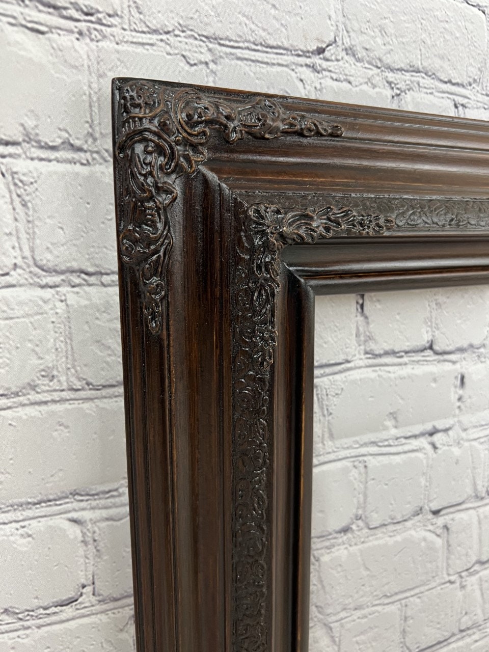Traditional Compo Ornate Wood Frame Dark Walnut Wood Picture - Etsy