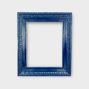 Classic Wood Picture Frame, BLUE Ornate Frame, Floral Details, Antique ...