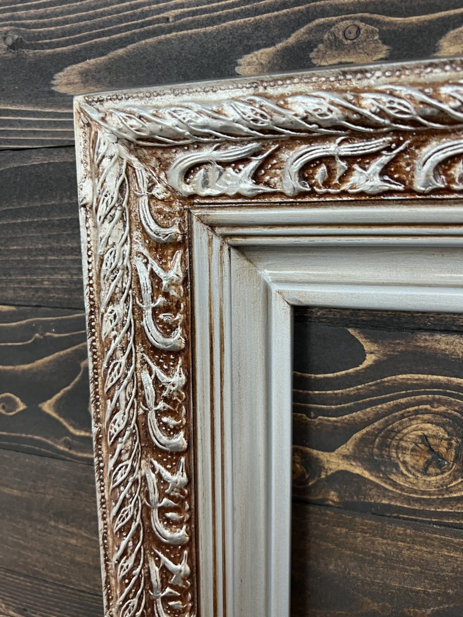 Silver Leaf Wood Picture Frame Ornate Frame Botanical - Etsy
