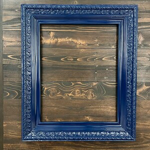 Classic Wood Picture Frame, BLUE Ornate Frame, Floral Details, Antique ...