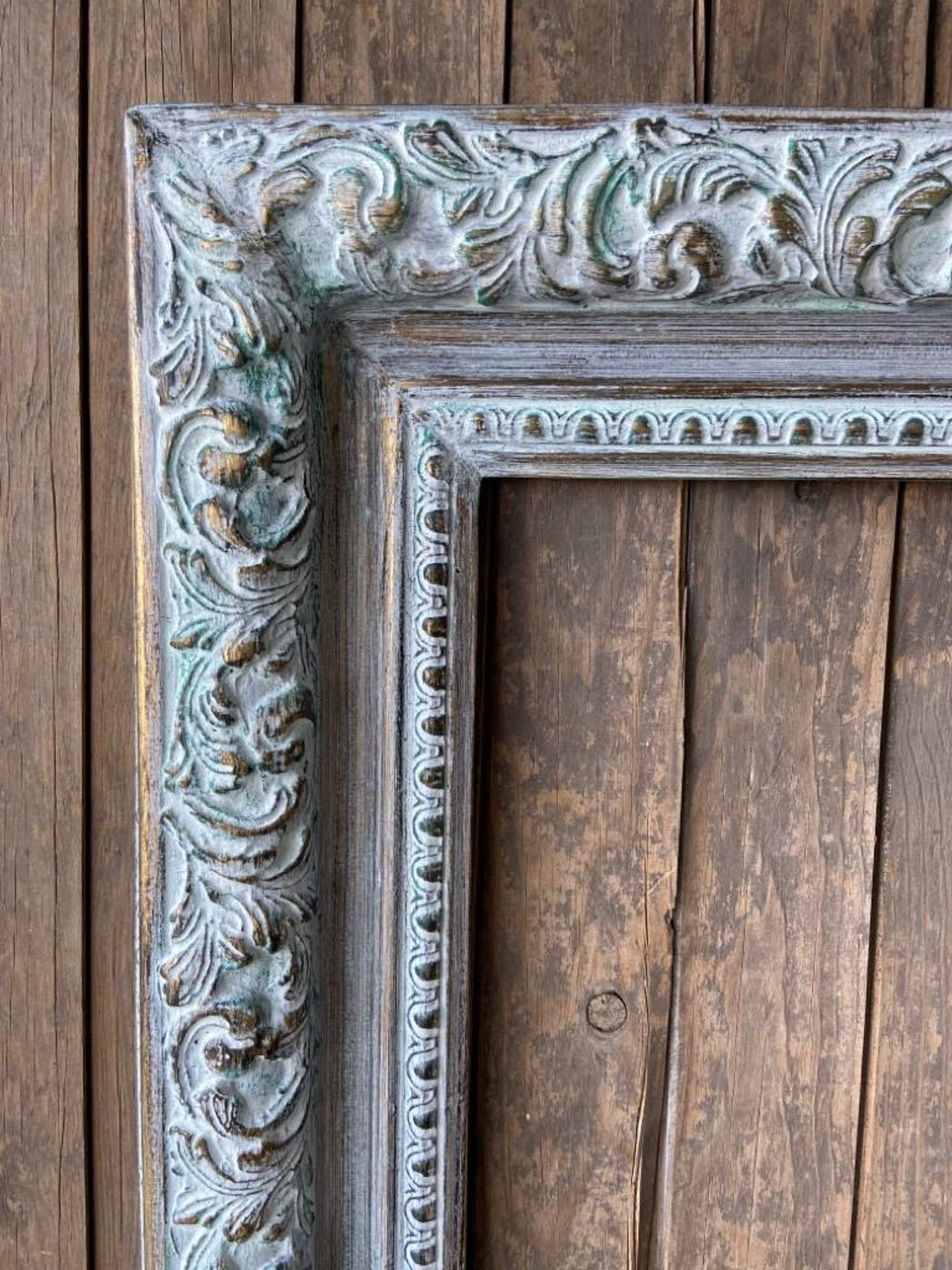 Colonial Style Ornate Wood Frame, Vintage Frame, Distressed White, Old ...