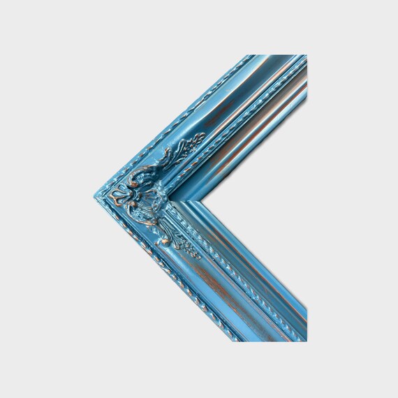 Classic Ornate Wood Picture Frameshabby Chic Blue Frame - Etsy