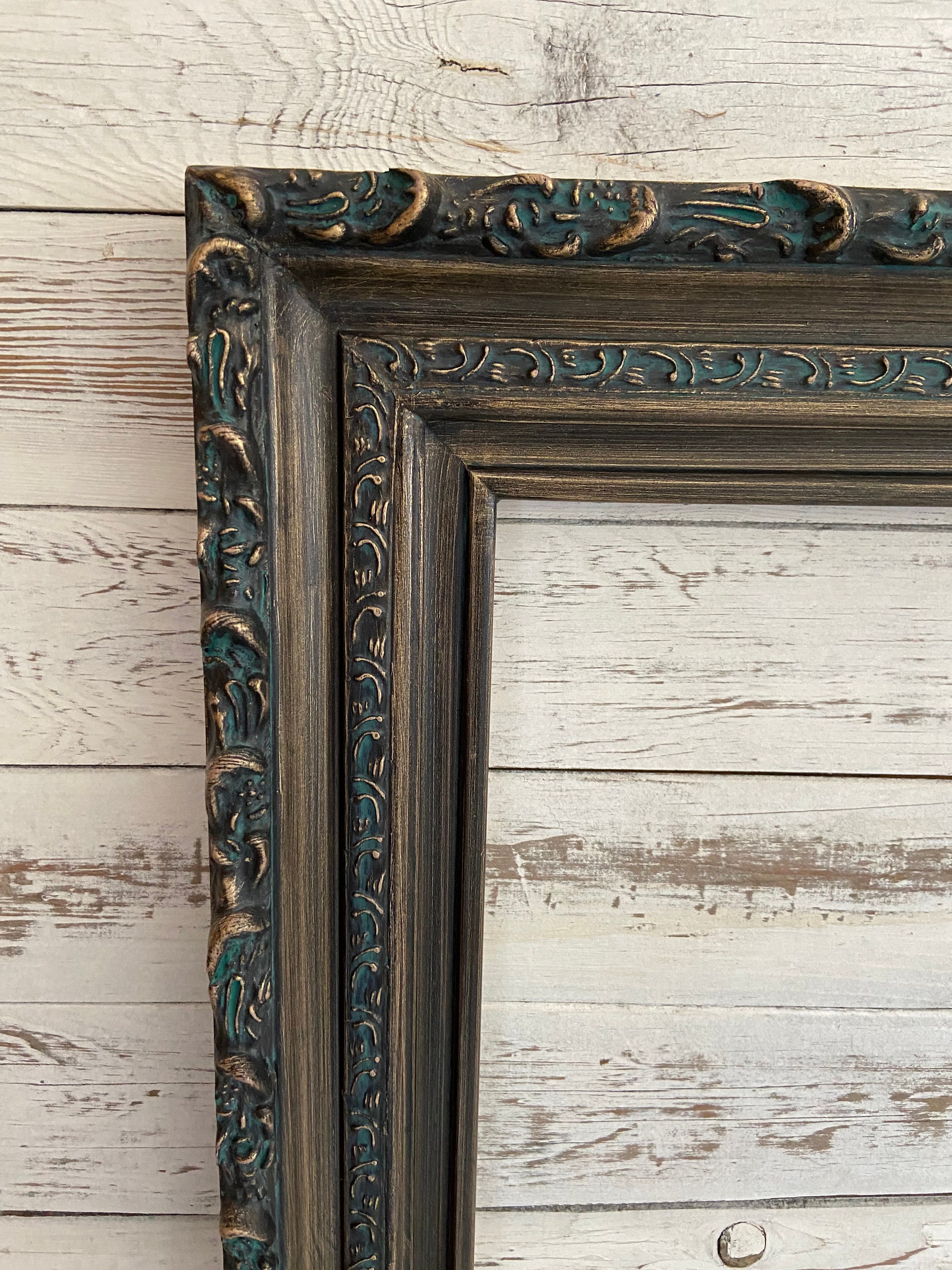 Vintage style wood picture frame with compo ornate trim. | Etsy