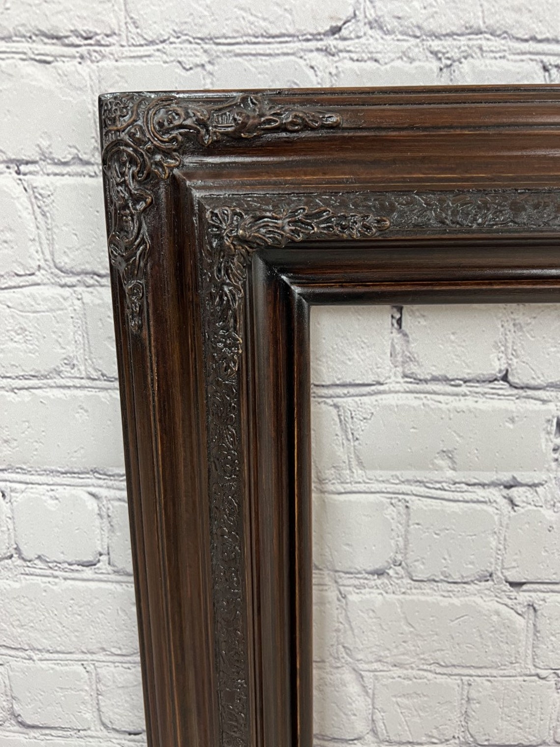 Traditional Compo Ornate Wood Frame Dark Walnut Wood Picture - Etsy