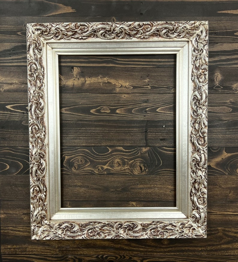 Victorian Style Wood Picture Frame SILVER LEAF Canvas Frame - Etsy