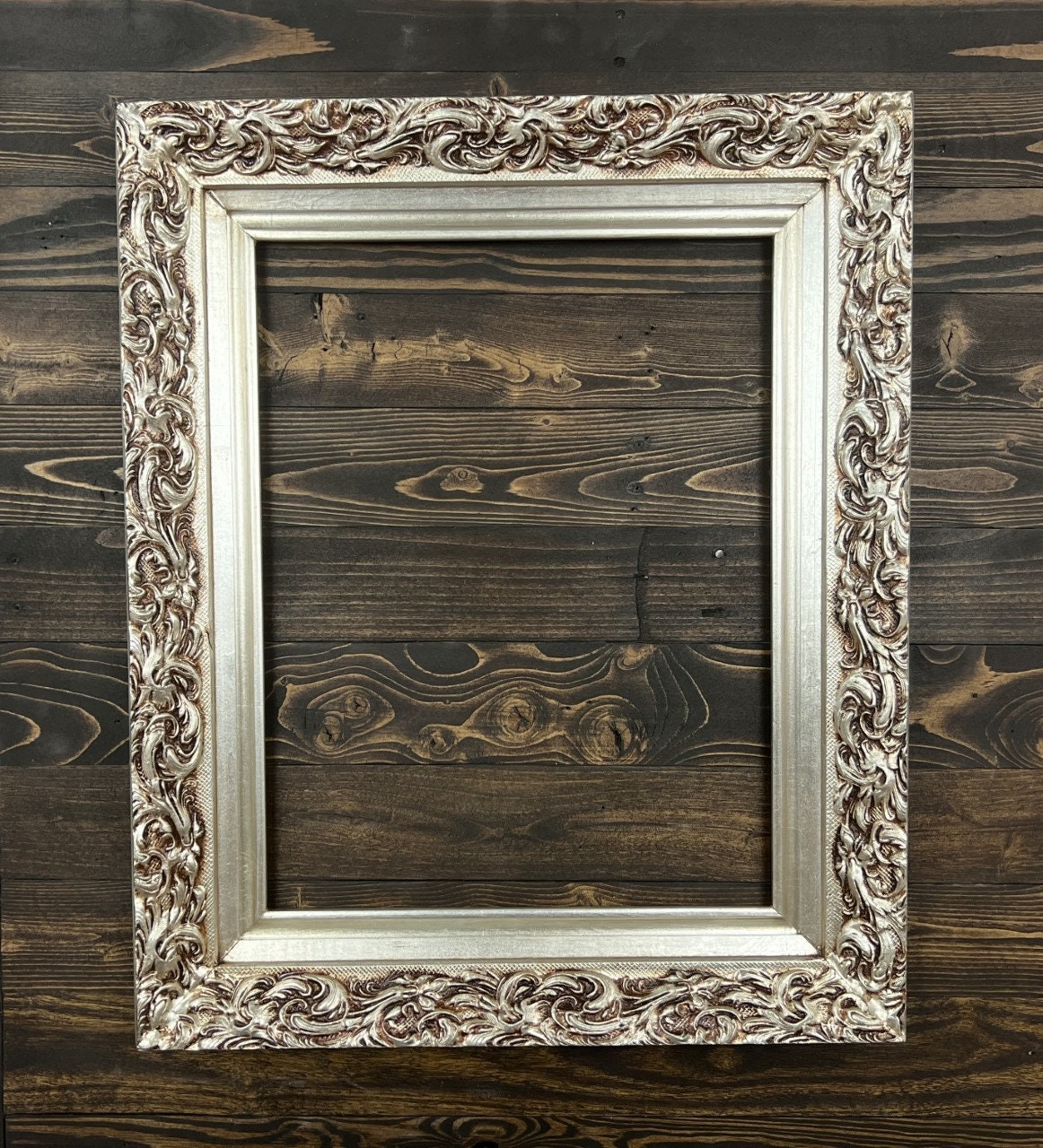 Victorian Style Wood Picture Frame, SILVER LEAF , Canvas Frame ,vintage ...