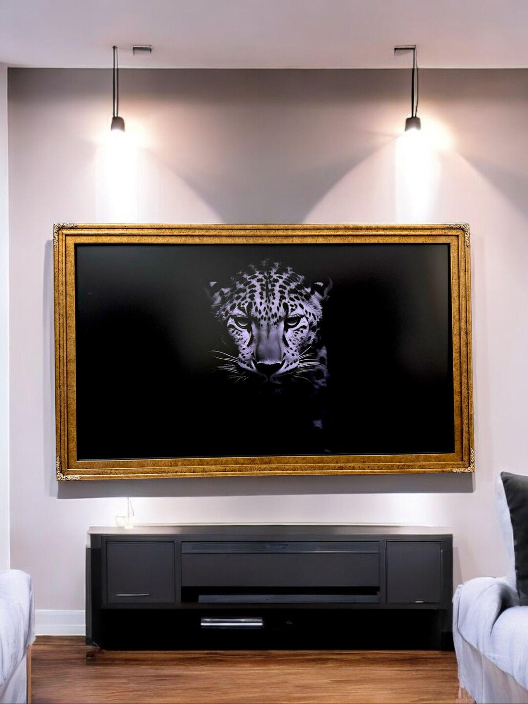 55 Inch Hisense Canvas TV Ornate Frame, Gold Marble Finish, Canvas TV ...