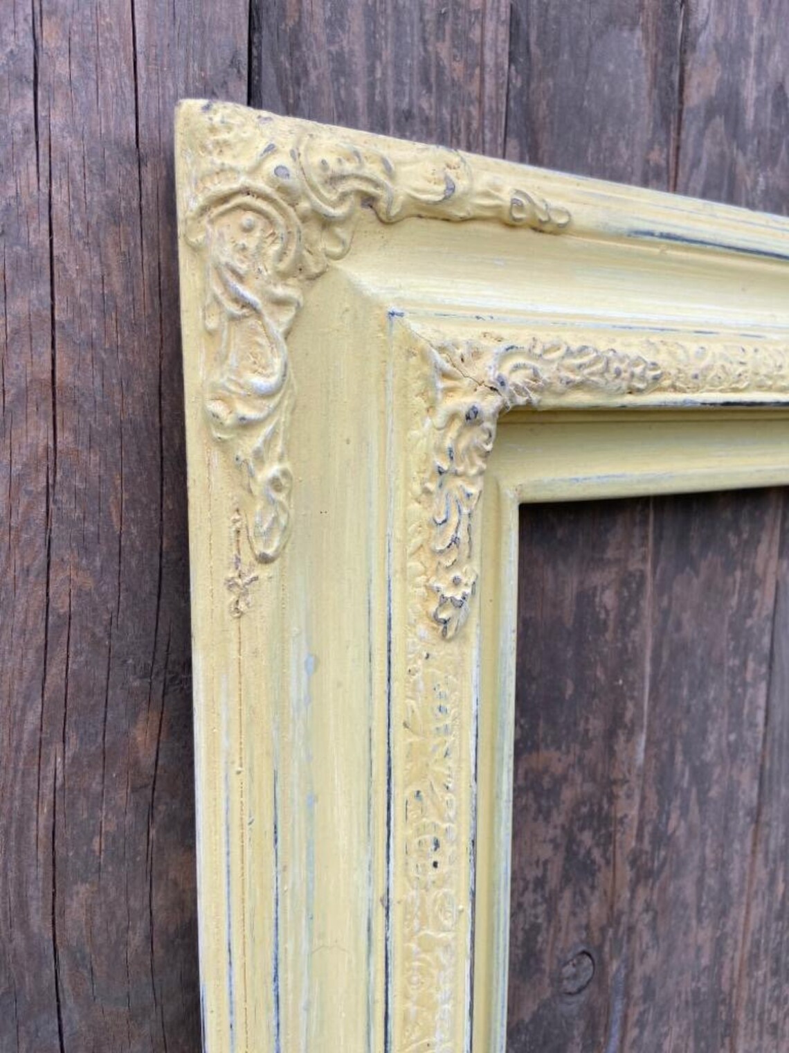 Traditional Compo Ornate Wood Frame, Distressed Yellow, Yellow Wood ...