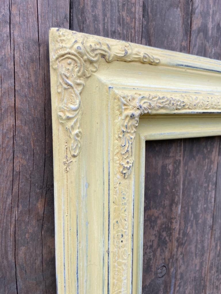 Traditional Compo Ornate Wood Frame Distressed Yellow Yellow - Etsy
