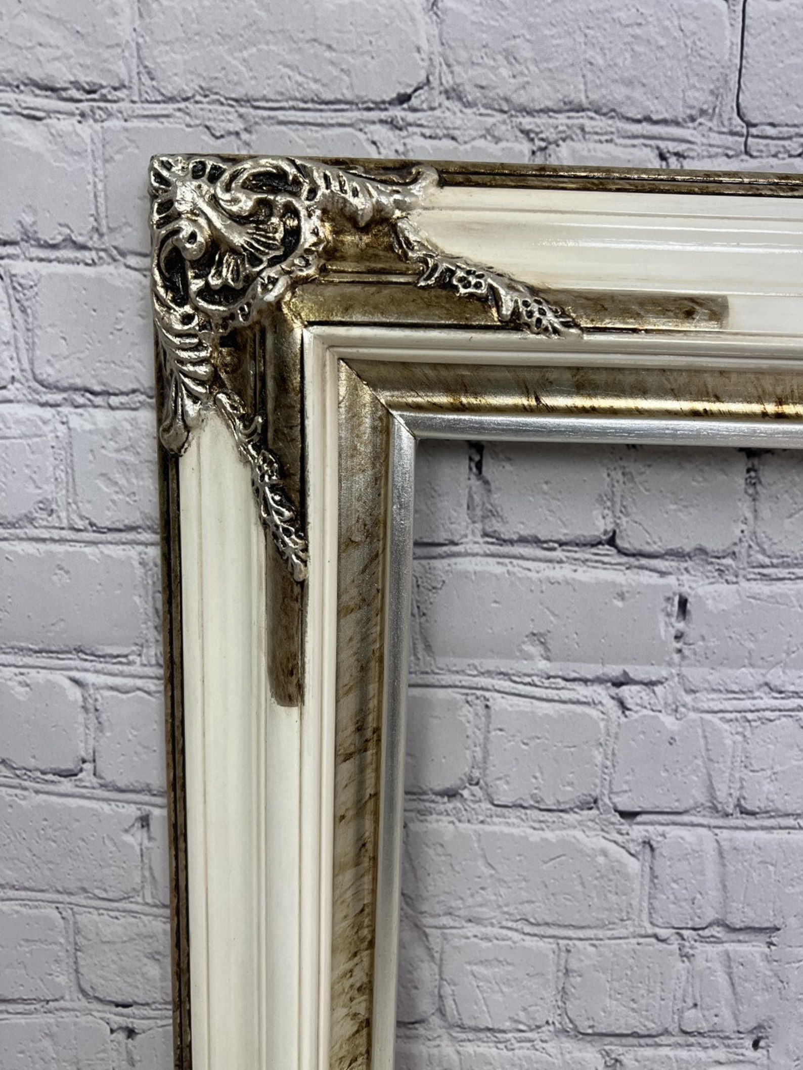 Classic Ornate Wood Frame White Frame Silver Leaf | Etsy