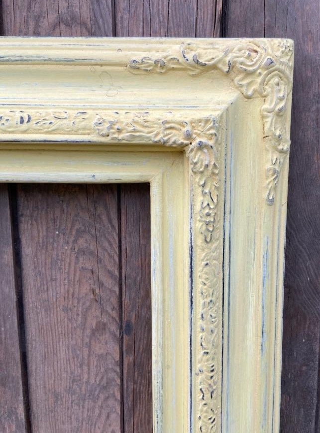 Traditional Compo Ornate Wood Frame Distressed Yellow Yellow - Etsy