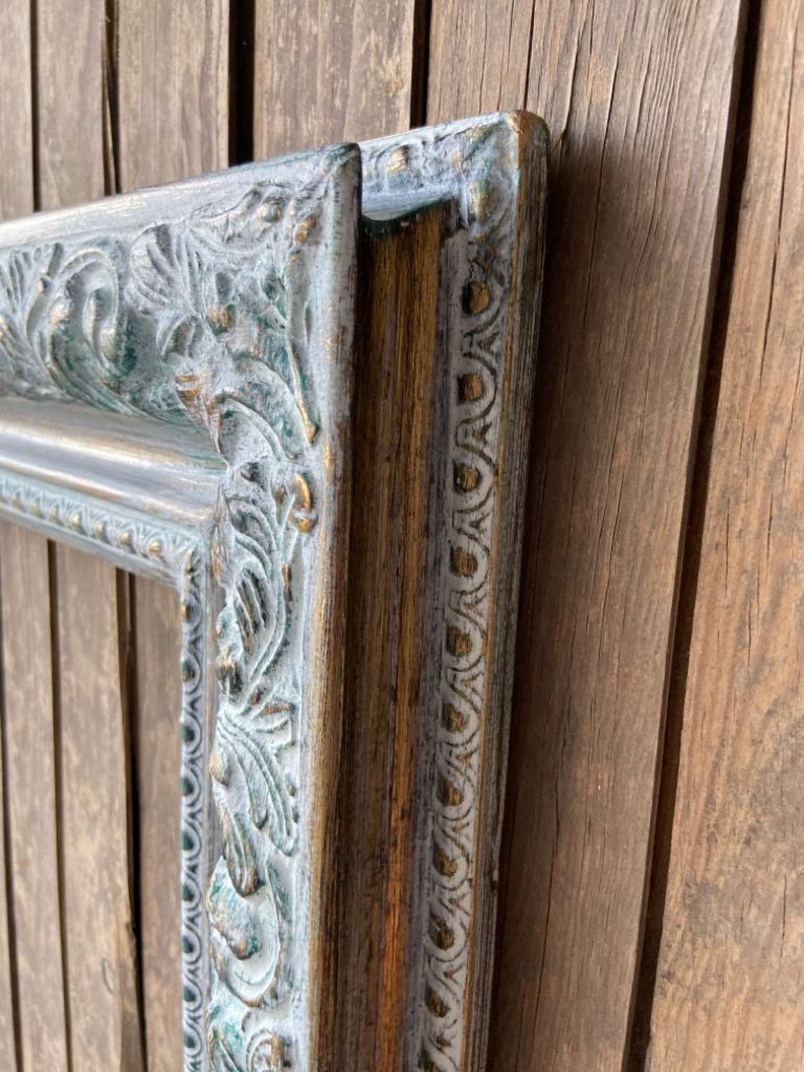Colonial Style Ornate Wood Frame, Vintage Frame, Distressed White, Old ...