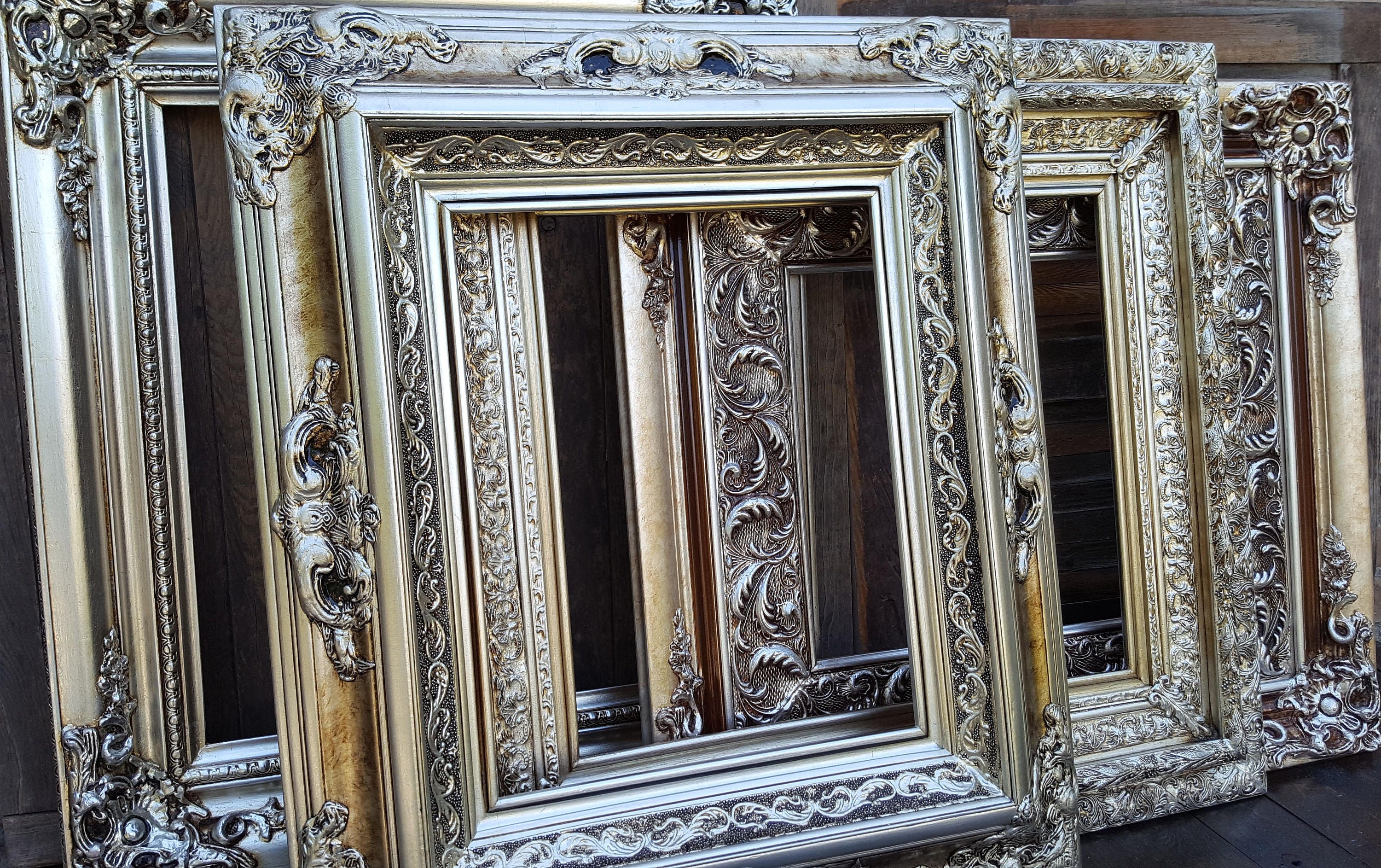 Colonial Style Frame Silver Leafwedding Frameornate Wood | Etsy