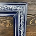 Custom Wood Frame With Ornate Trim. Distressed Blue, Blue Frame,oil ...