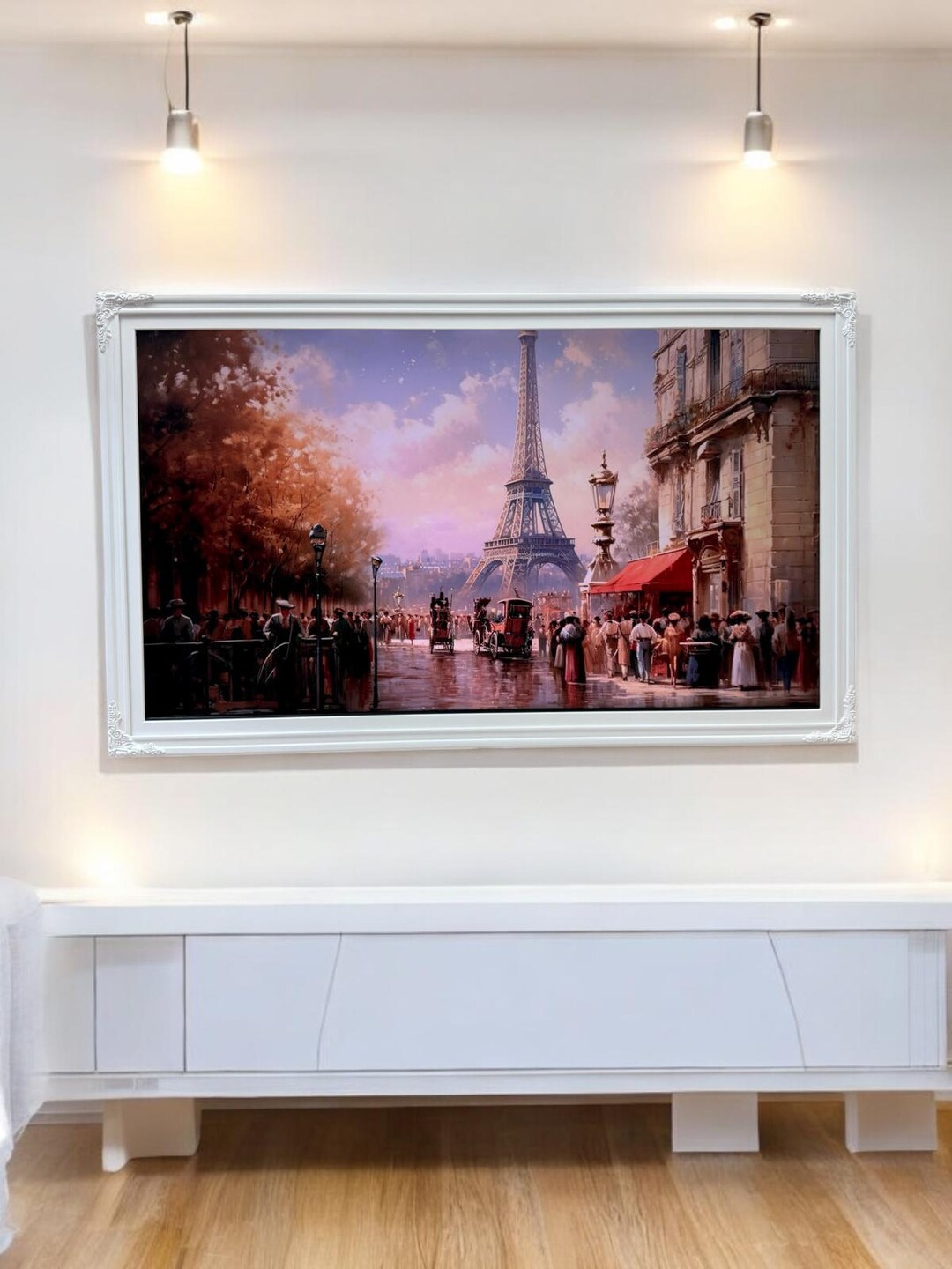 65 Inch Hisense Canvas TV Wood Frame, Satin White Finish, Canvas TV by ...