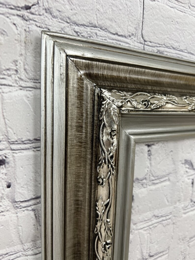 Classic Style Wood Picture Frame Brushed Silver Silver Leaf - Etsy