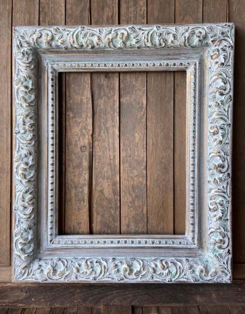 Colonial Style Ornate Wood Frame, Vintage Frame, Distressed White, Old ...