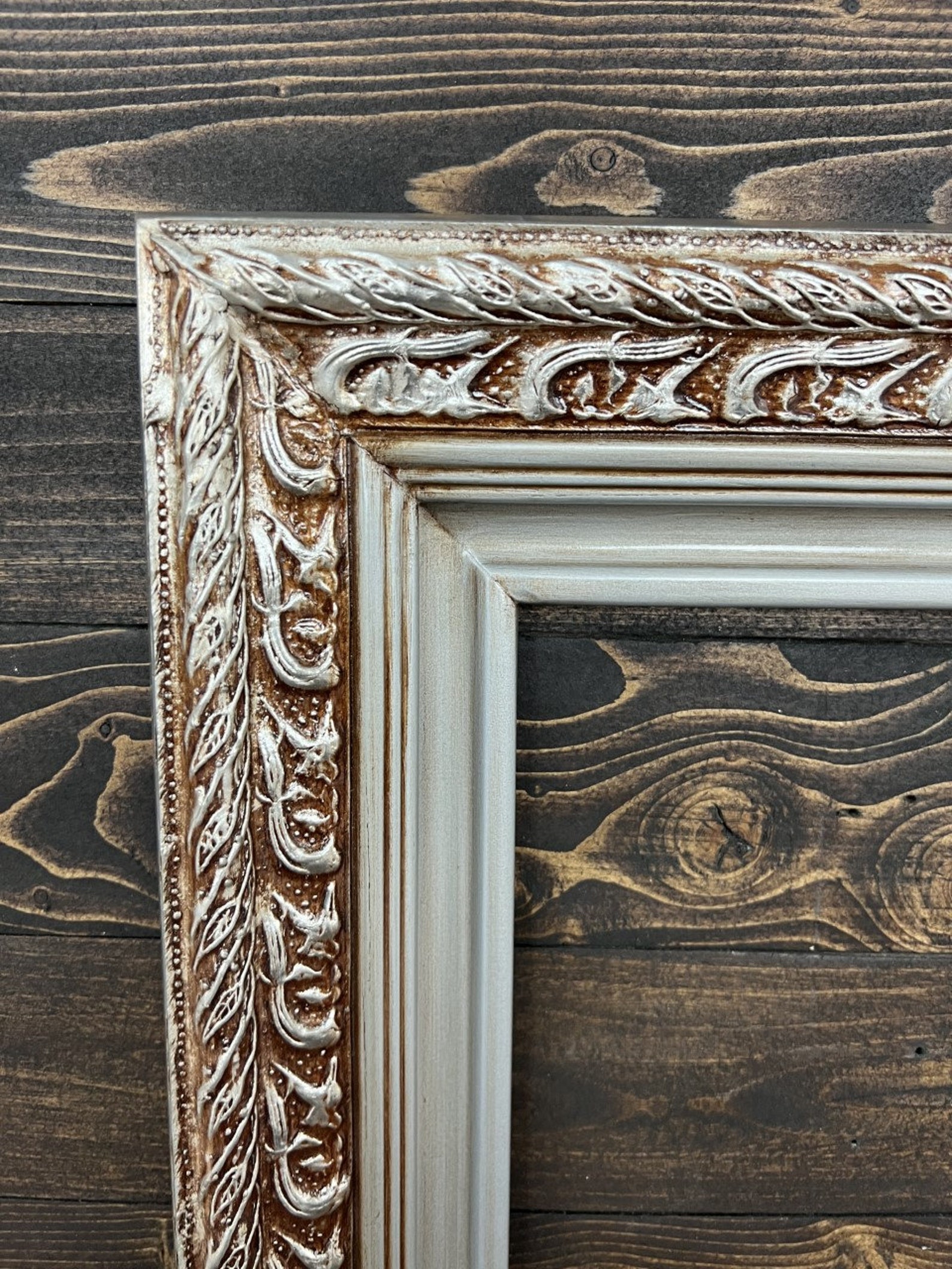 Silver Leaf Wood Picture Frame Ornate Frame Botanical - Etsy