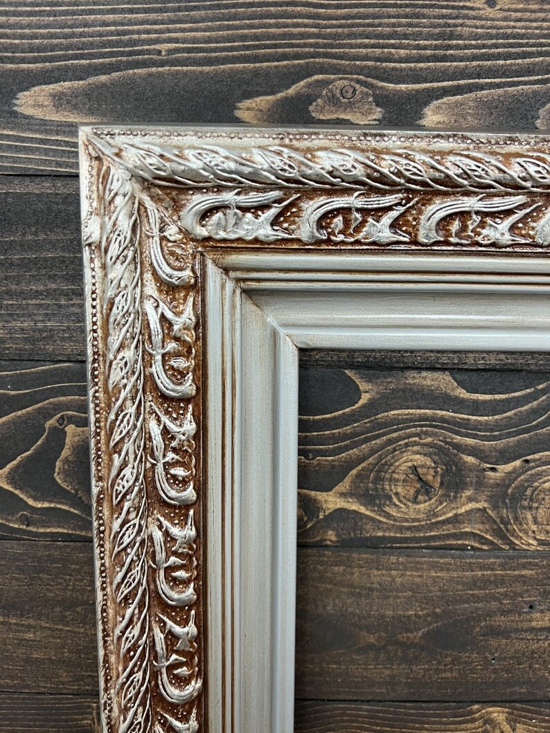 Silver Leaf Wood Picture Frame Ornate Frame Botanical - Etsy