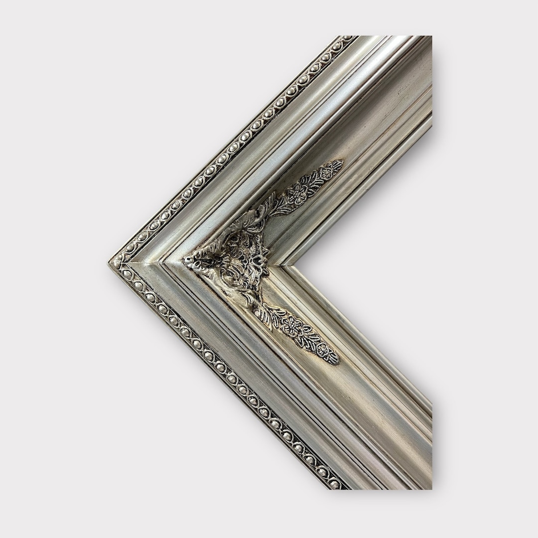 Classic Victorian Style Wood Picture Frame, ANTIQUE SILVER LEAF Finish ...