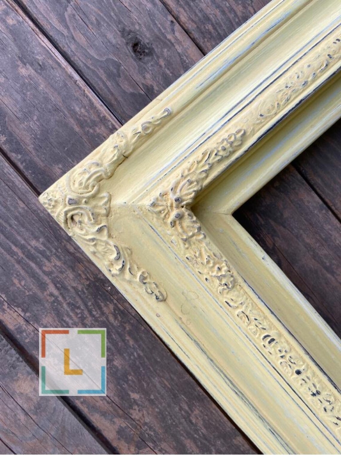 Traditional Compo Ornate Wood Frame Distressed Yellow Yellow - Etsy