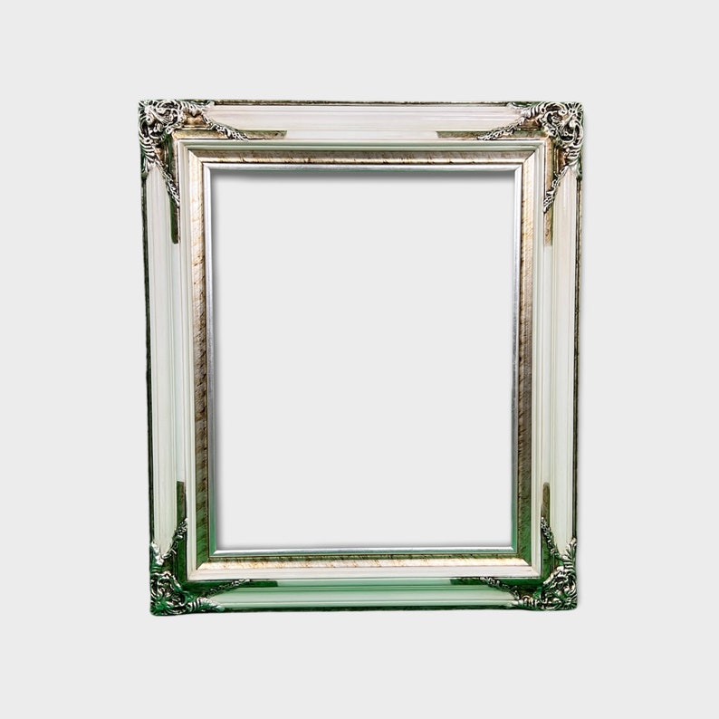 Classic Ornate Wood Frame White Frame Silver Leaf | Etsy