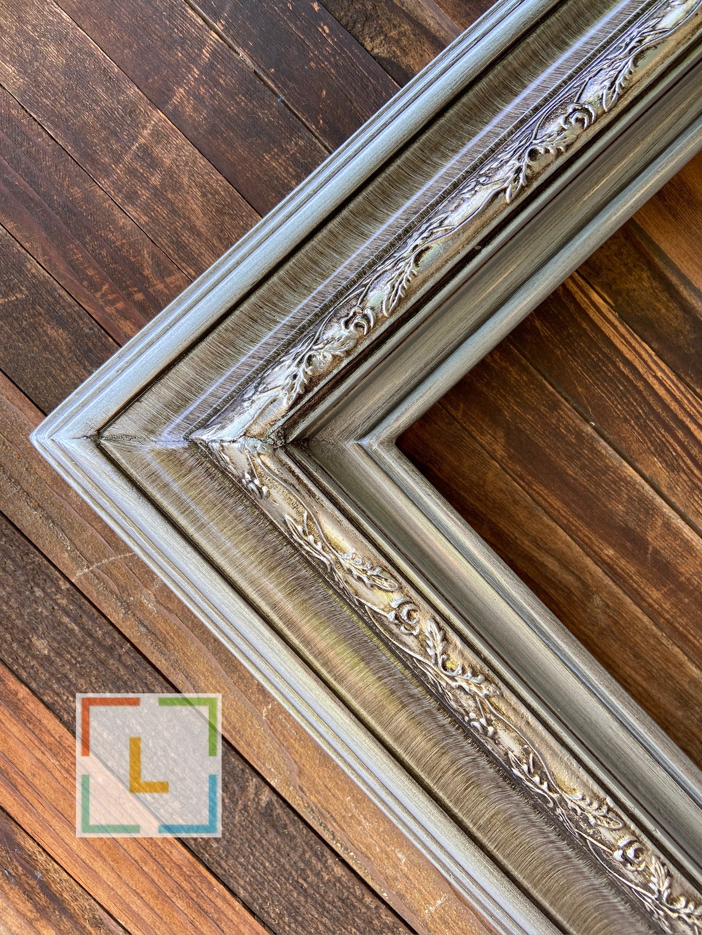 Classic style wood picture frame brushed silver silver leaf | Etsy