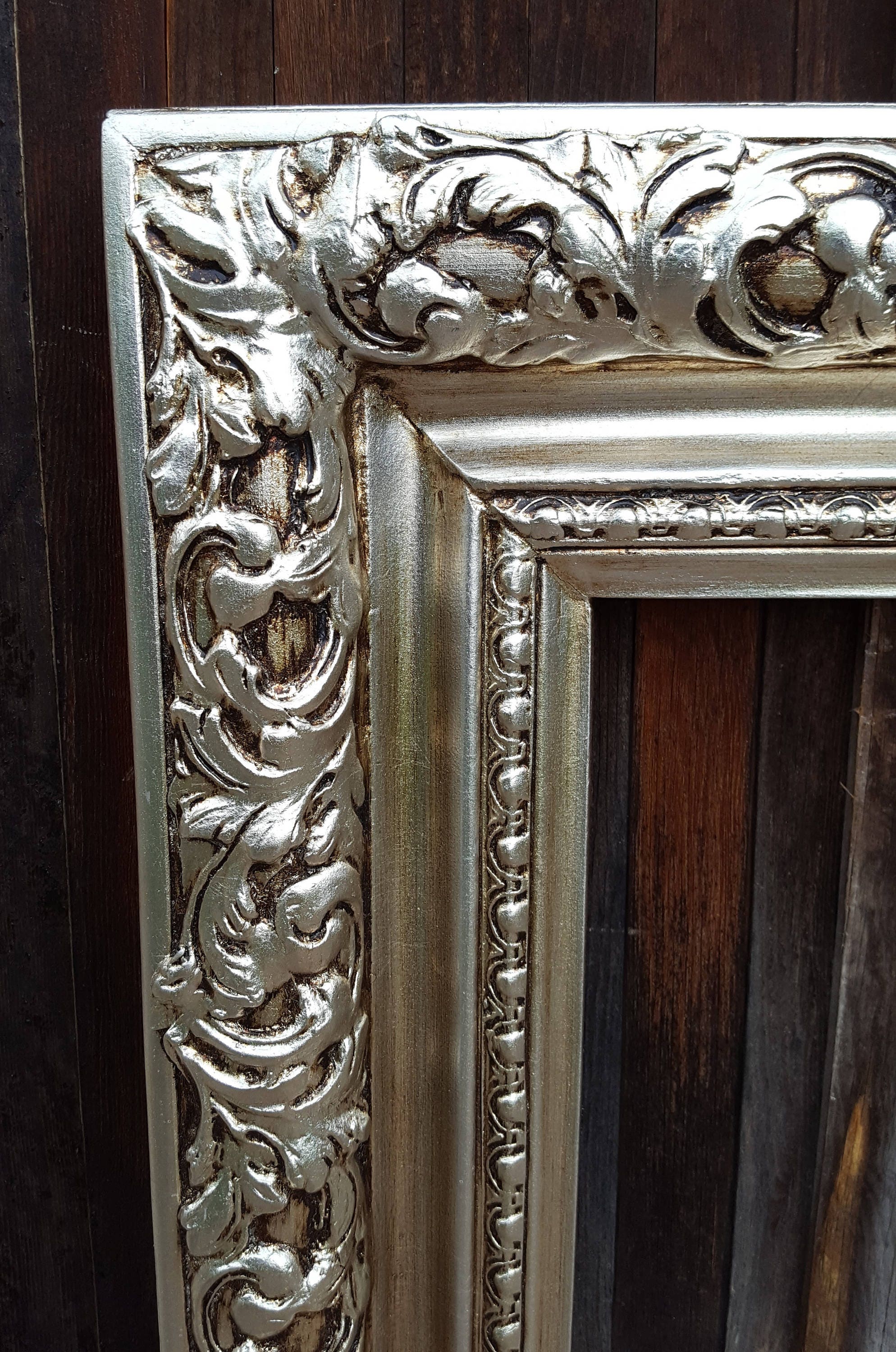 Colonial Style Frame, Silver Leaf, Canvas Frame,ornate Wood Frame, Oil ...