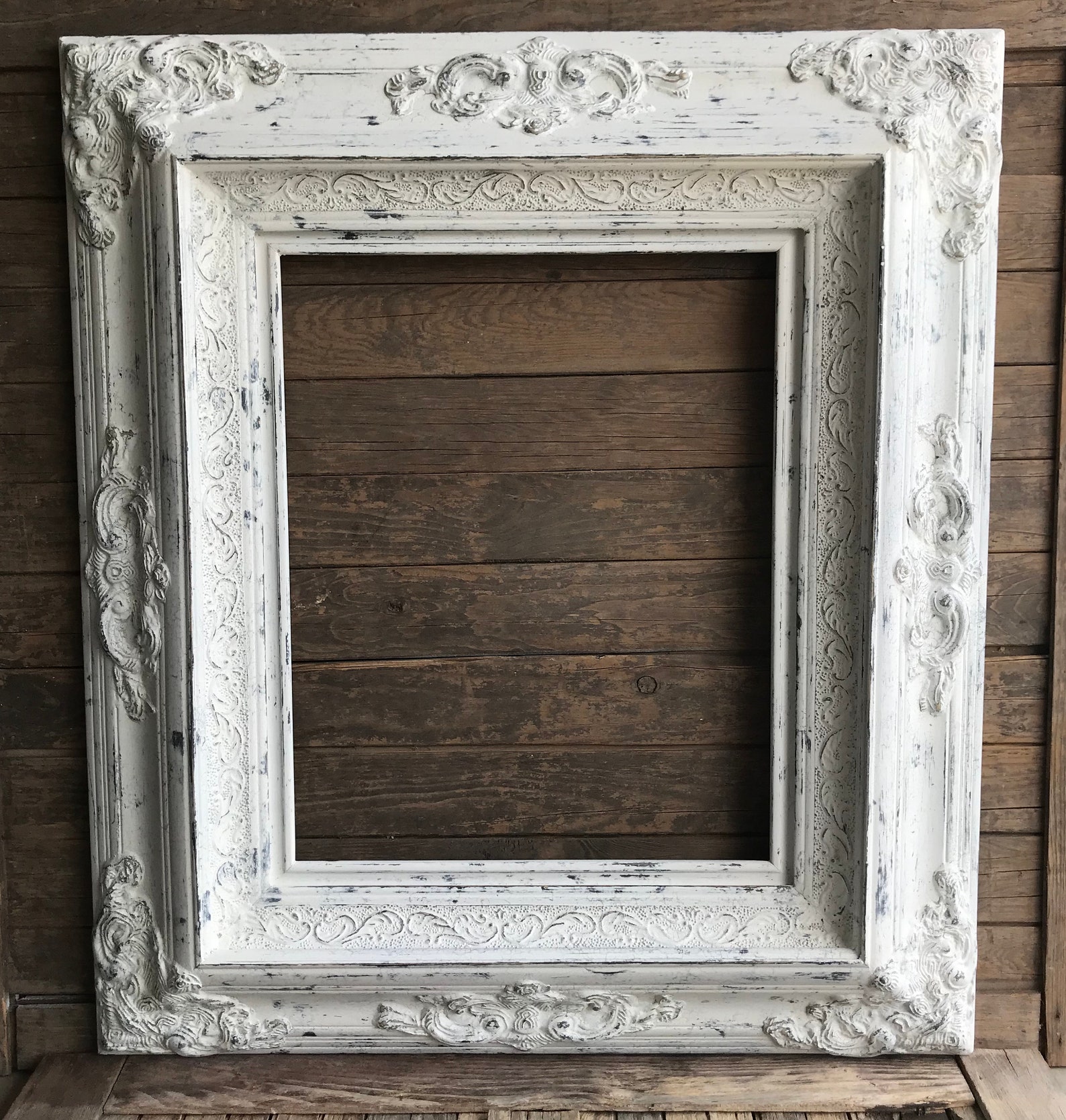 Baroque Shabby Chic Style Wood Framedistressed White | Etsy