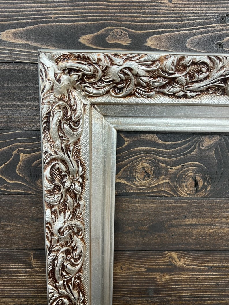 Victorian Style Wood Picture Frame SILVER LEAF Canvas Frame - Etsy