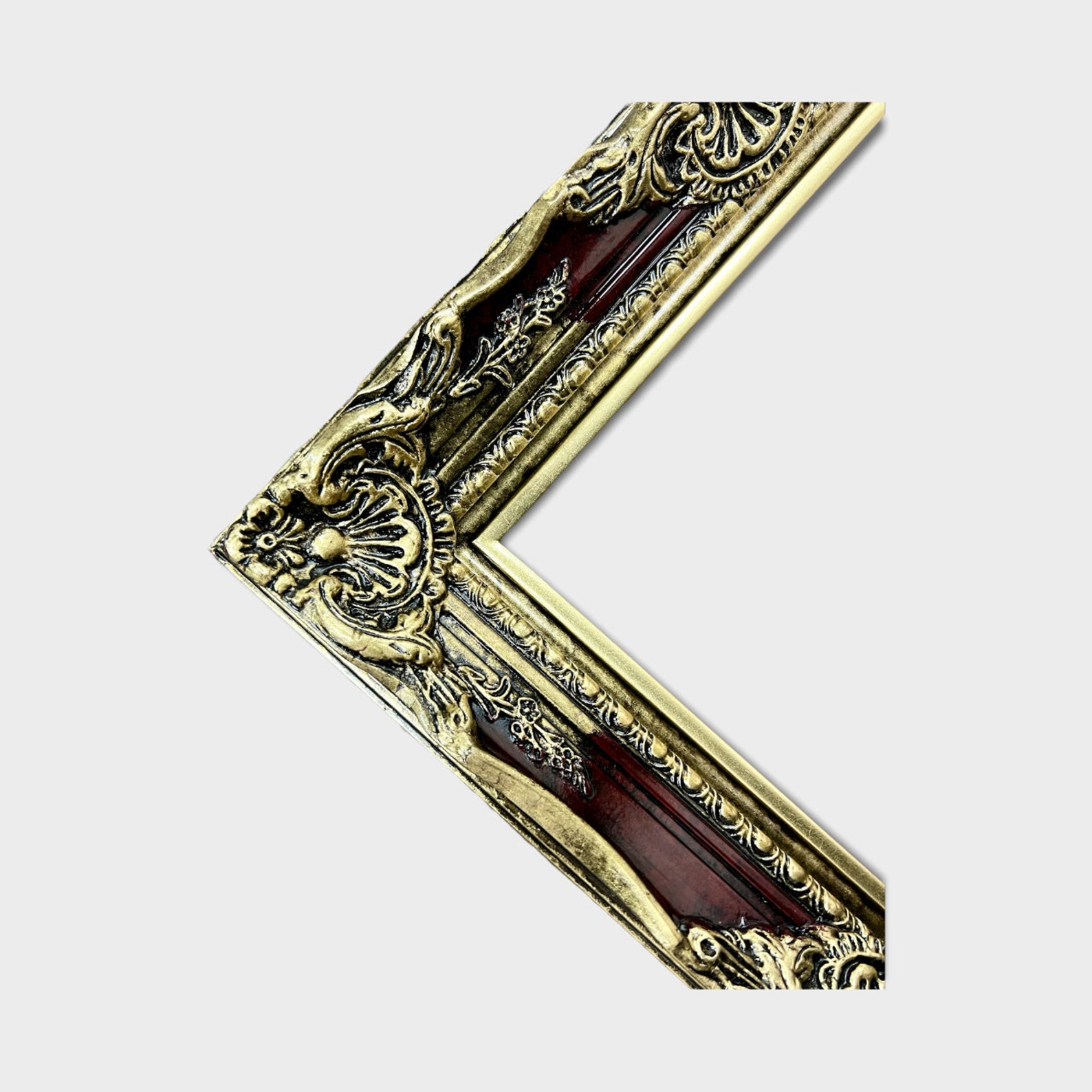 Classic Colonial Style Wood Picture Frame,dark Cherry With Gold Leaf ...