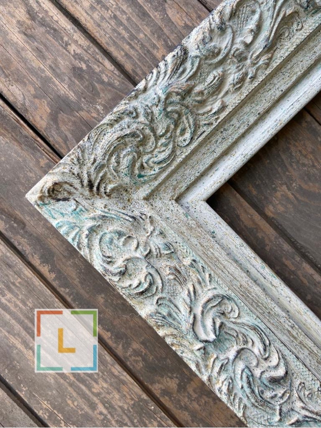 Victorian Style Wood Ornate Picture Frame, Distressed White,canvas ...