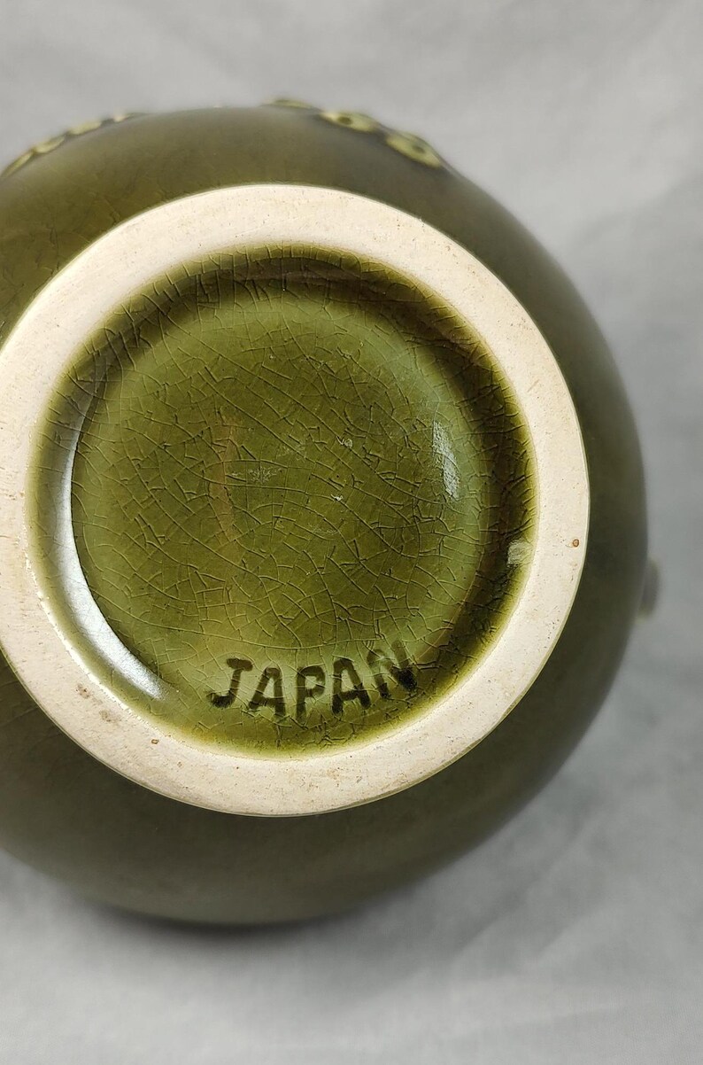 Vintage Avocado Green Ceramic Pitcher, Grapevine Pattern, Made in Japan ...
