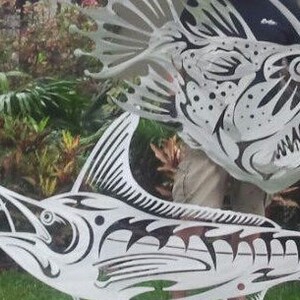 Marlin Chasing Flying Fish Metal Wall Art Metal Fish Art Home | Etsy