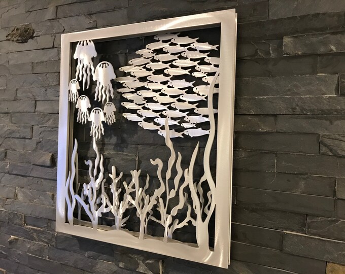 Double Panel Jelly Fish Schooling Fish Scene - Etsy