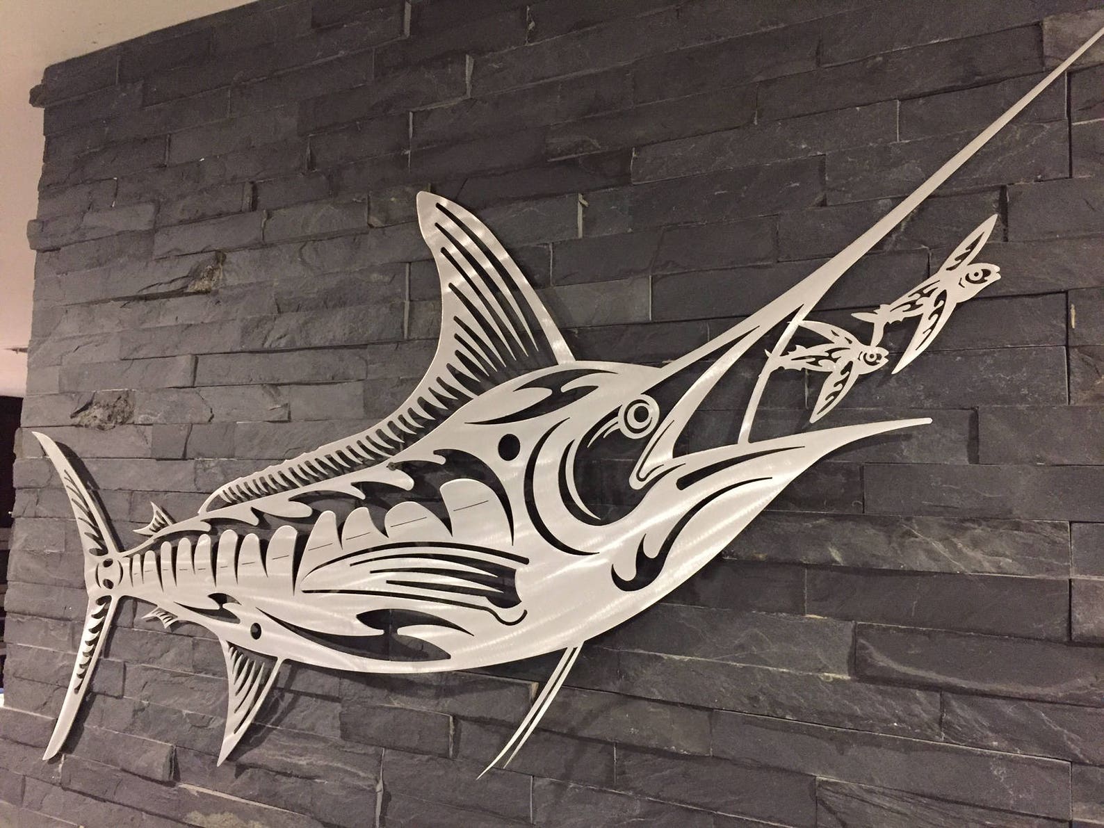 Marlin Chasing Flying Fish Metal Wall Art Metal Fish Art Home | Etsy