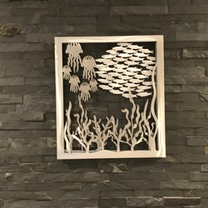 Double Panel Jelly Fish Schooling Fish Scene - Etsy