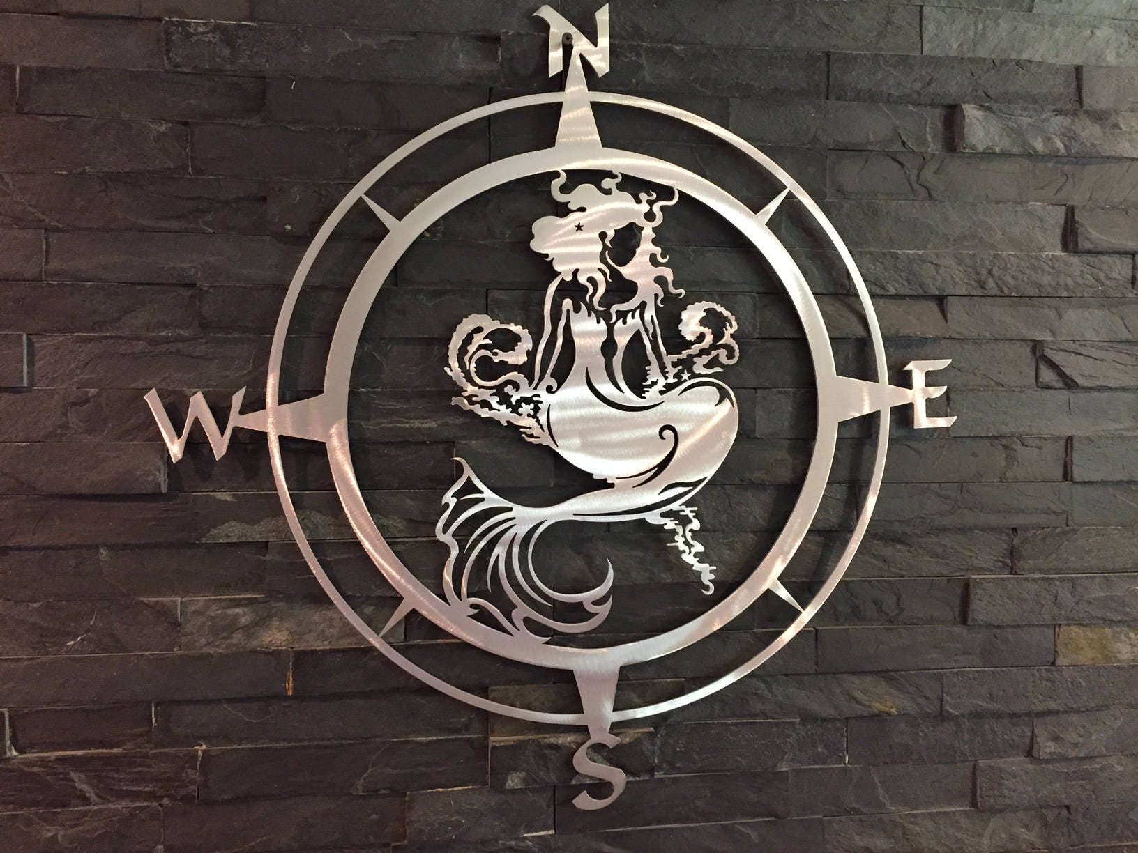 Mermaid Compass Metal Wall Art Art Metal Fish Art Metal Wall | Etsy