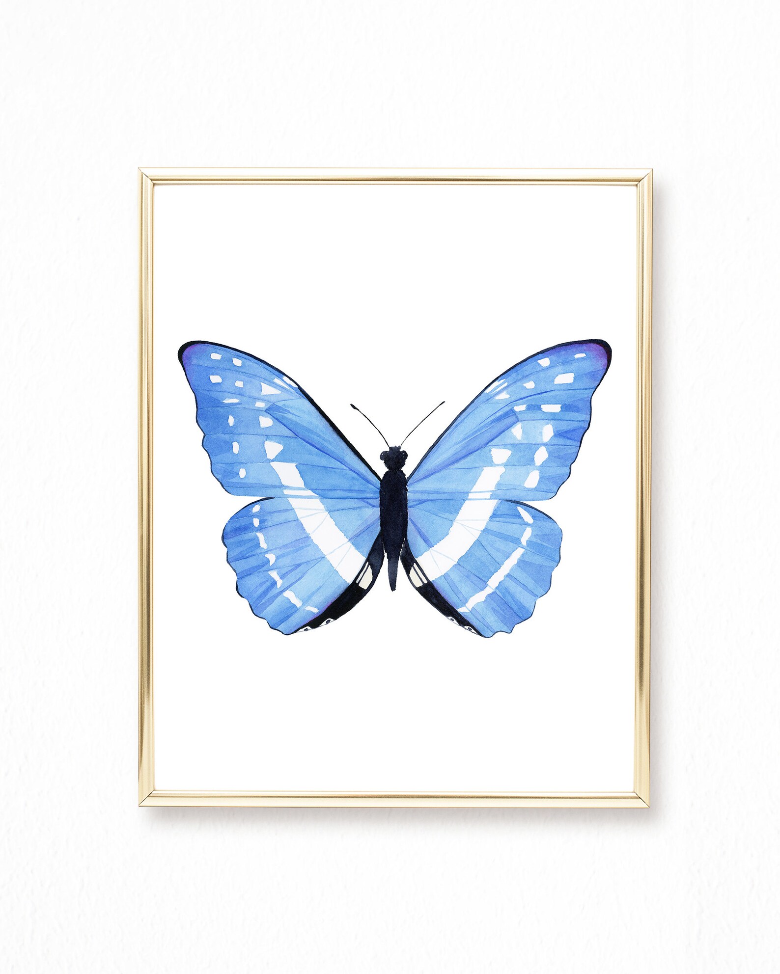 Watercolor Light Blue Butterfly Painting, Butterfly Wall Art, Giclee ...