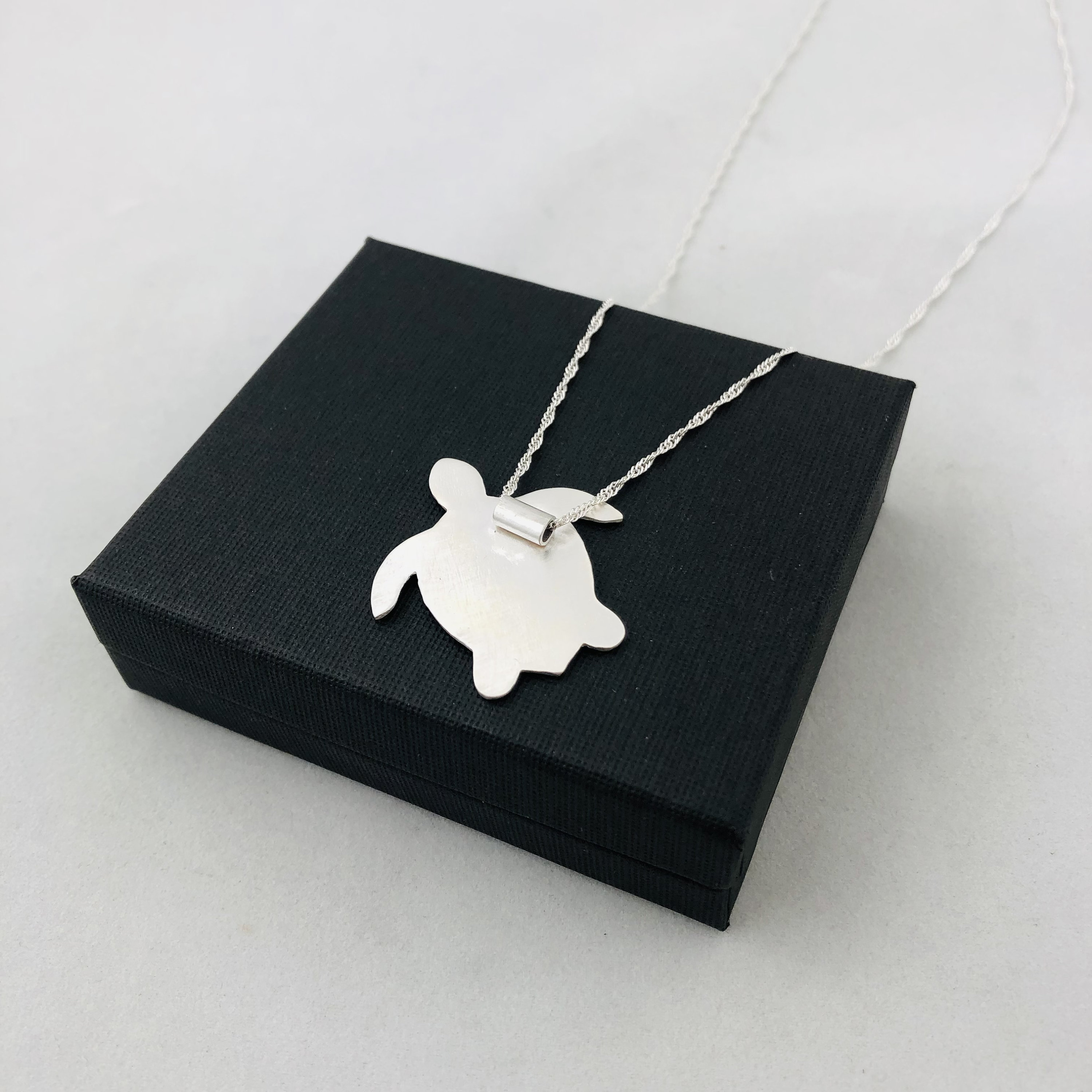 Silver Giant Turtle Necklace, Sterling Silver Sea Turtle With Floral ...