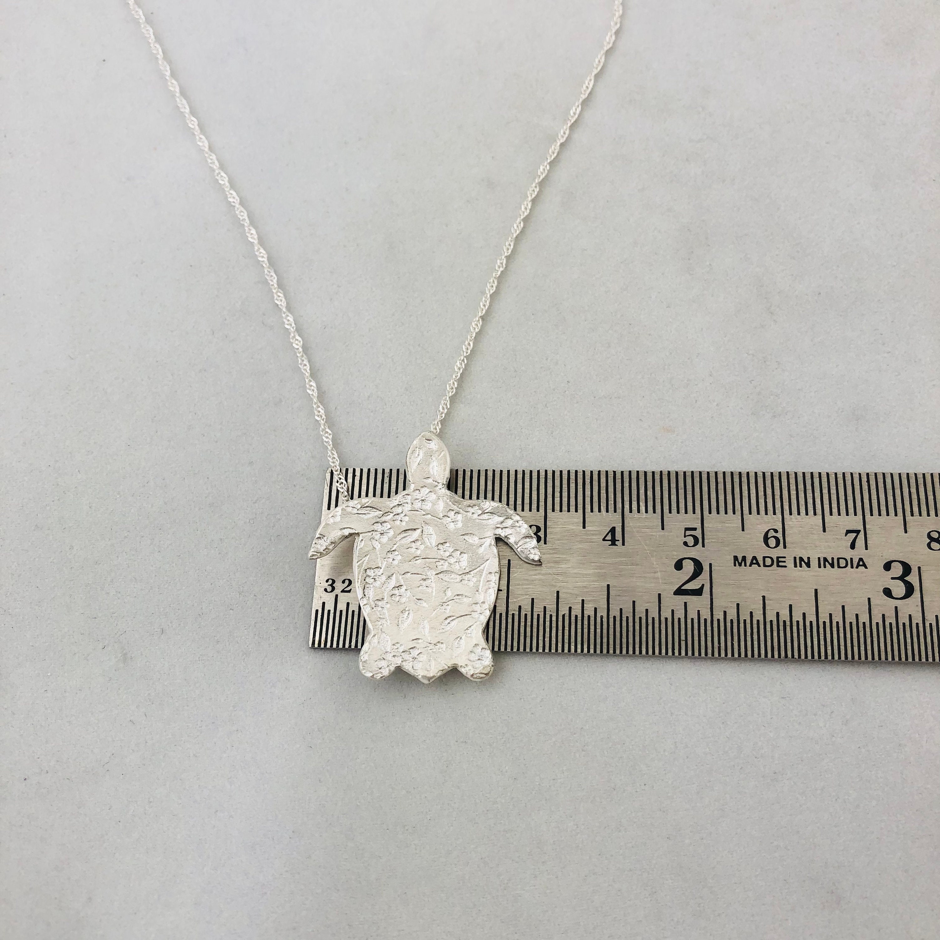 Silver Giant Turtle Necklace, Sterling Silver Sea Turtle With Floral ...