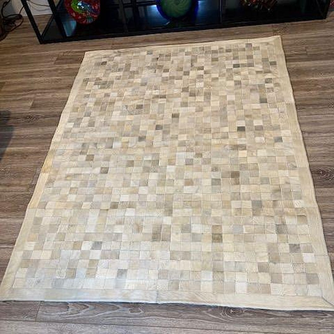 CLOSEOUT SALE! - Cowhide, Shades of White Cowhide Rug- 58in X 79in ...