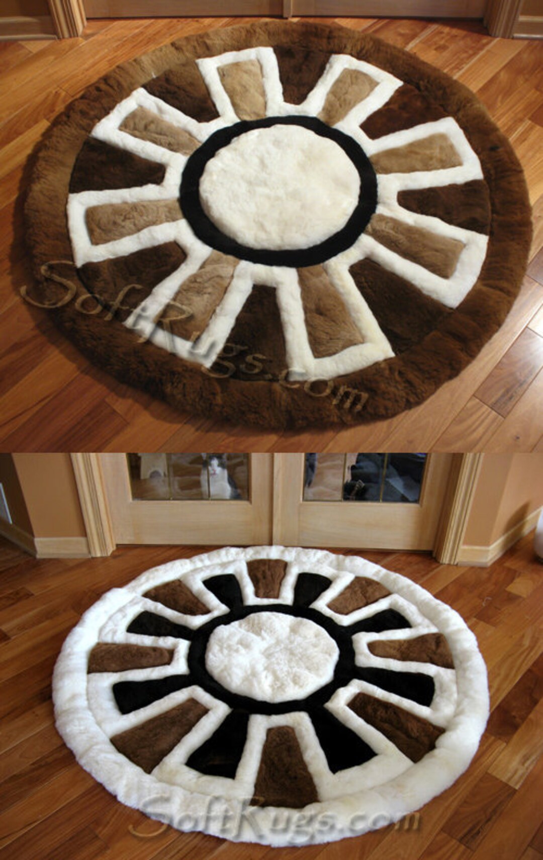 Alpaca Fur Rug 5ft Diameter Inca Wheel Design in Baby Alpaca - Etsy