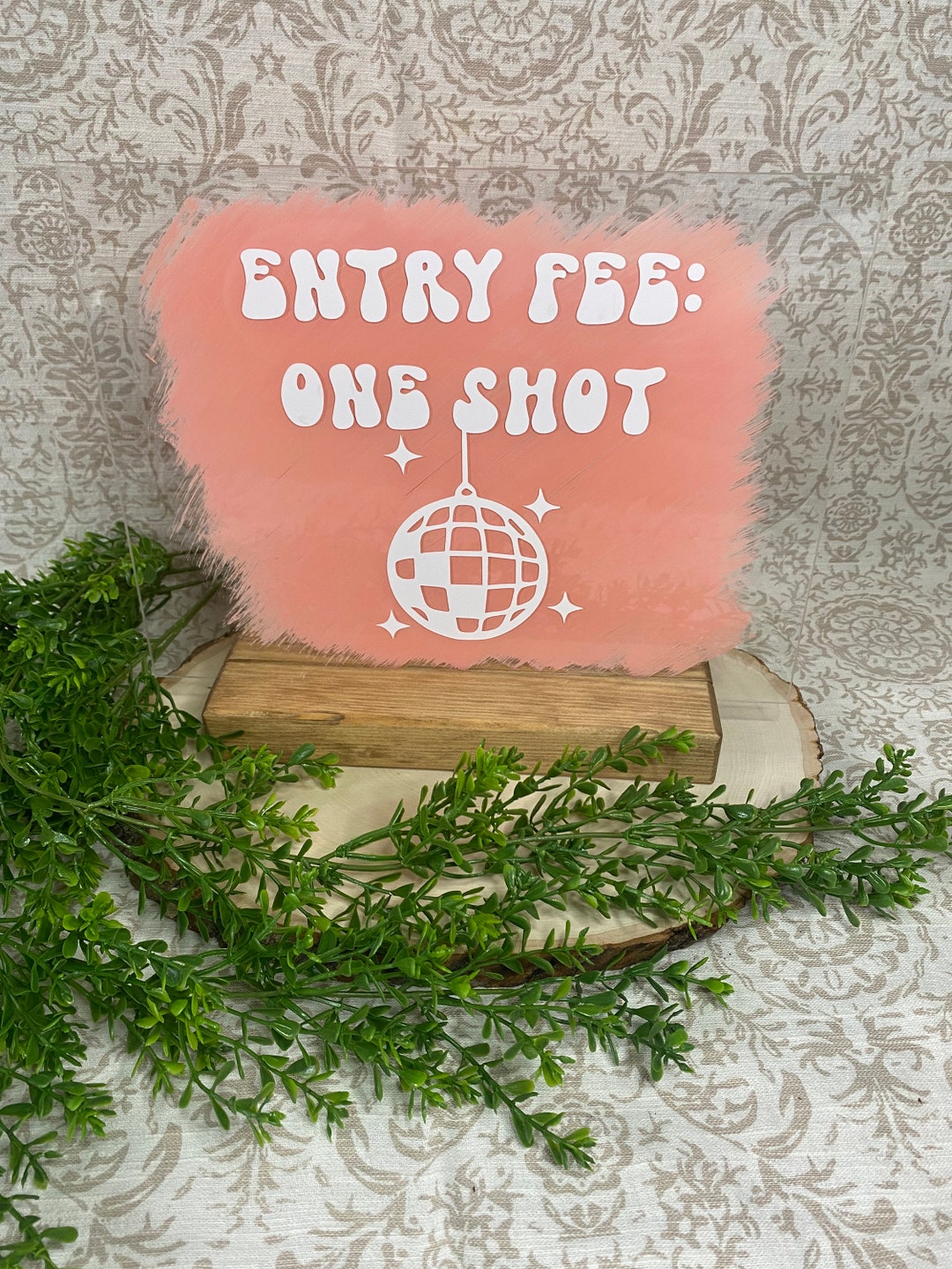 Entry Fee: One Shot Sign 9x12 Glass Sign Disco Theme Party Sign Glass ...