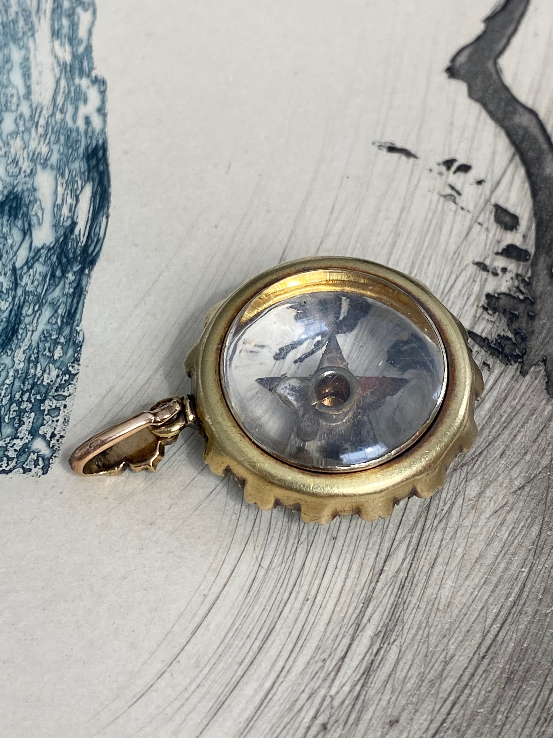 Antique Victorian 18K Rock Crystal, Turquoise and Diamond Star Locket ...