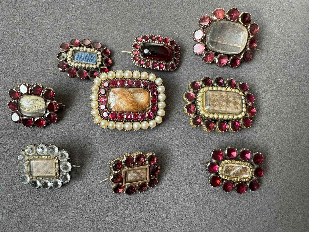 Lot of 9 Georgian Mourning Pins - Etsy