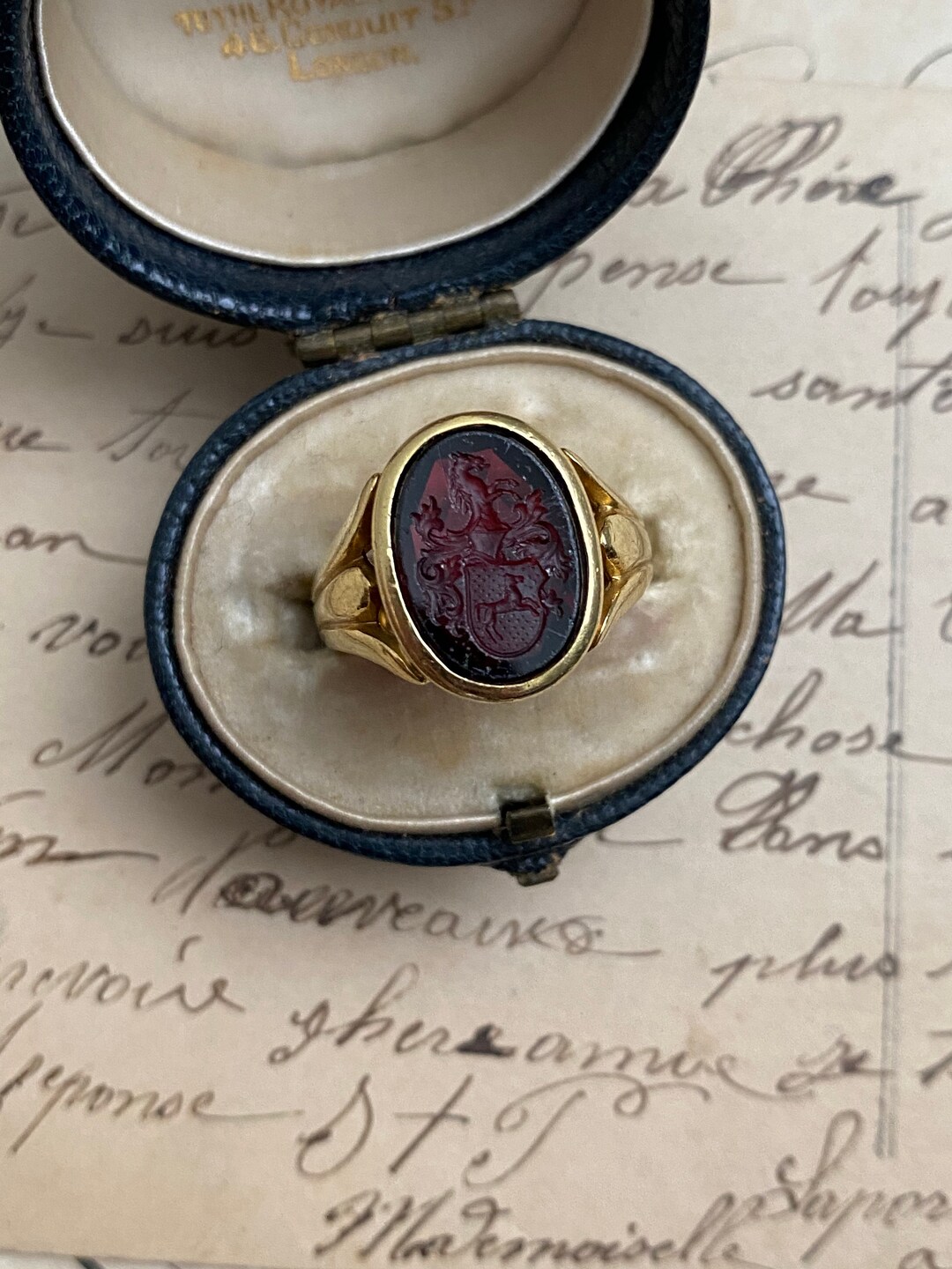 Antique 18K Gold Signet Ring With Sard Intaglio of a Horse - Etsy